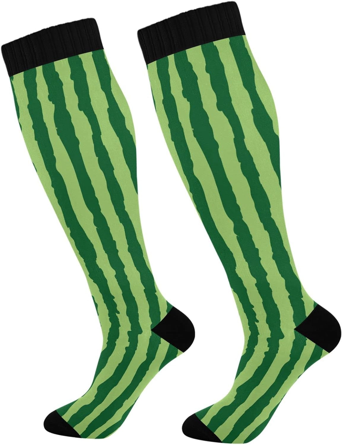 FREEAMG 1 Pairs Green Watermelon Rind Compression Socks for Women Men ...
