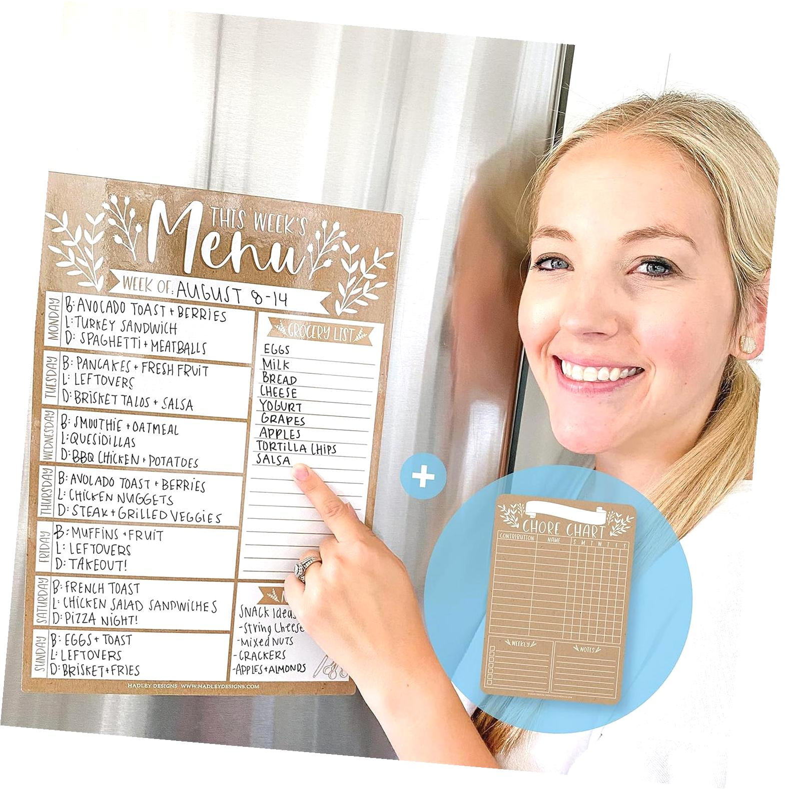 FREEAMG 1 Rustic Magnetic Weekly Meal Planner Board for Refrigerator, 1 ...