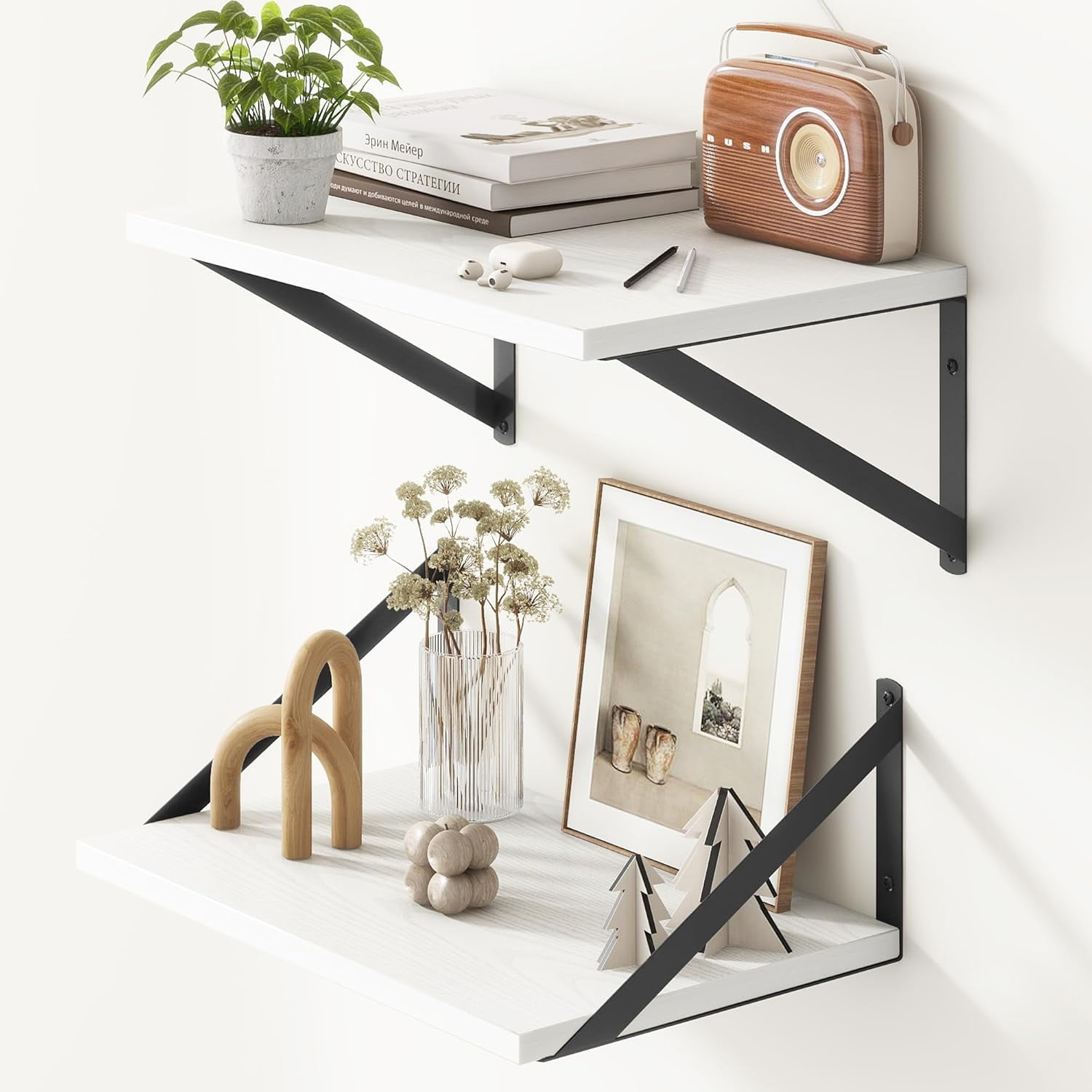 FREEAMG 10 Inch Deep Floating Shelves, White Floating Shelf 16 Inch ...