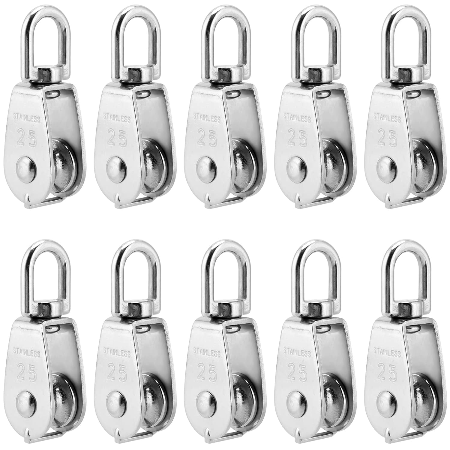 FREEAMG 10 PCS M25 Double Single Pulley Block, 304 Stainless Steel ...
