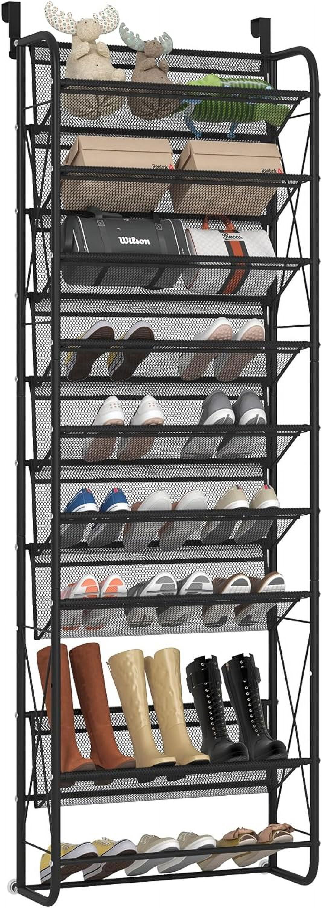 FREEAMG 10 Tier Shoe rack Mesh fabric Over The Door Shoe Organizer X ...