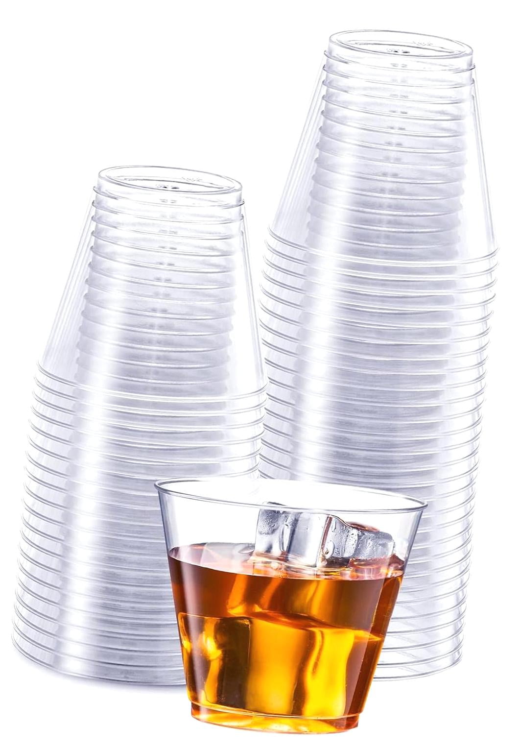 FREEAMG 100 Count 9 Ounce Clear Hard Plastic Tumblers, Compact Cocktail ...