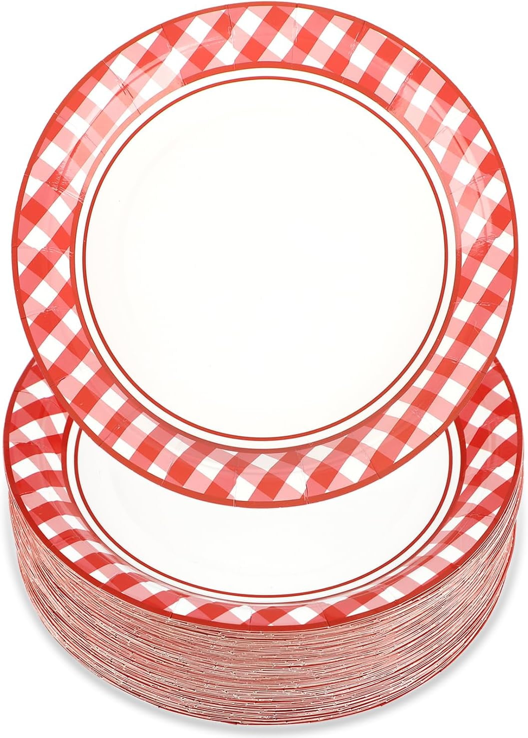 FREEAMG 100 PCS Red and White Checkered Plates, Disposable 7 Inch Paper ...