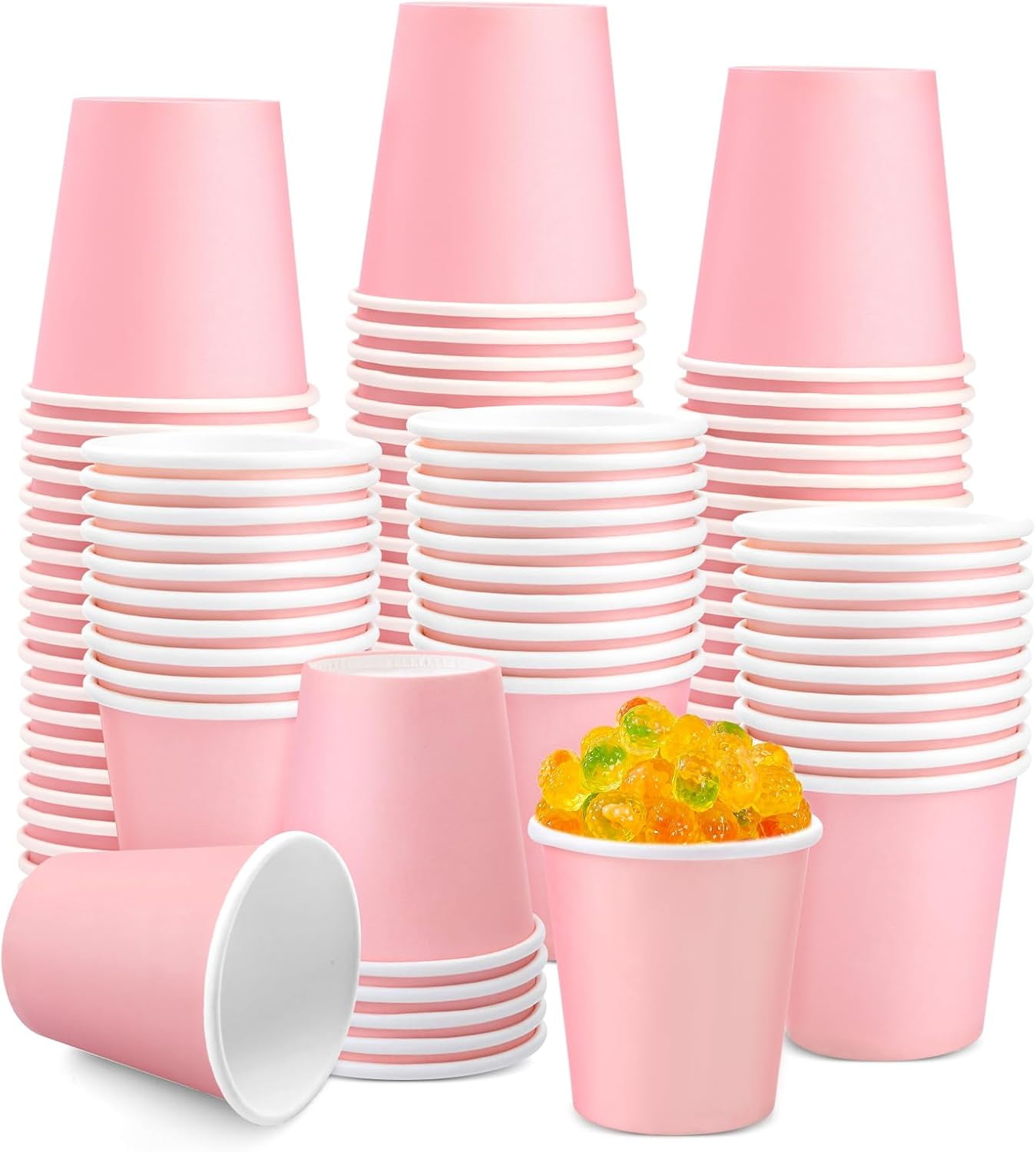 FREEAMG 100 Pack 3 oz Paper Cups, Disposable Bathroom Cups, Mouthwash ...