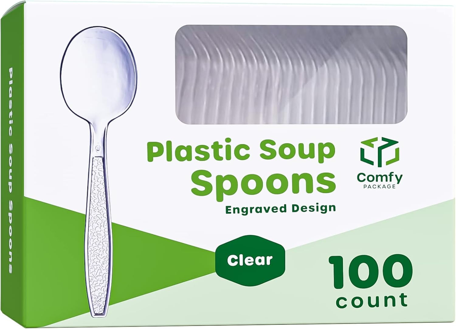 FREEAMG , [100 Pack] Heavyweight Disposable Clear Plastic Soup Spoons ...