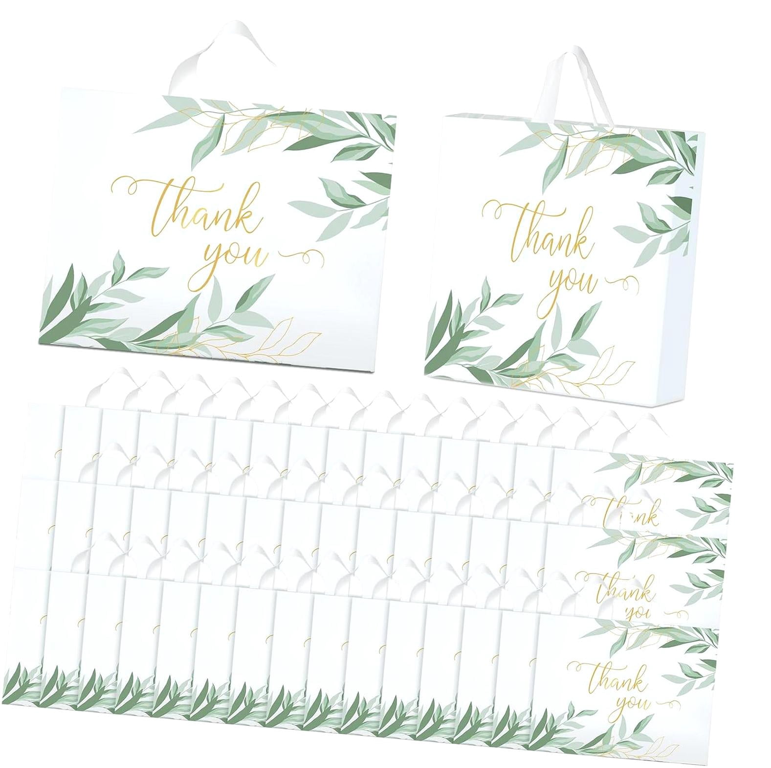 FREEAMG 100 Pack Sage Green Thank You Bags for Retail 15" x 12" Plastic ...