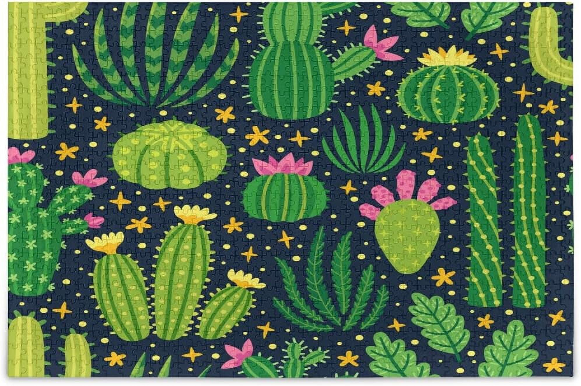 FREEAMG 1000 Piece Jigsaw Puzzle for Adults Kids, Bright Cactus Green ...