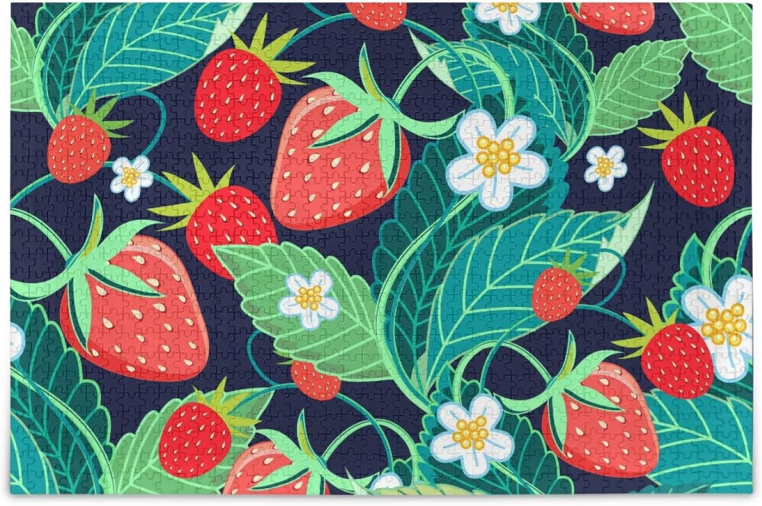 FREEAMG 1000 Piece Jigsaw Puzzle for Adults Kids, Bright Strawberries ...