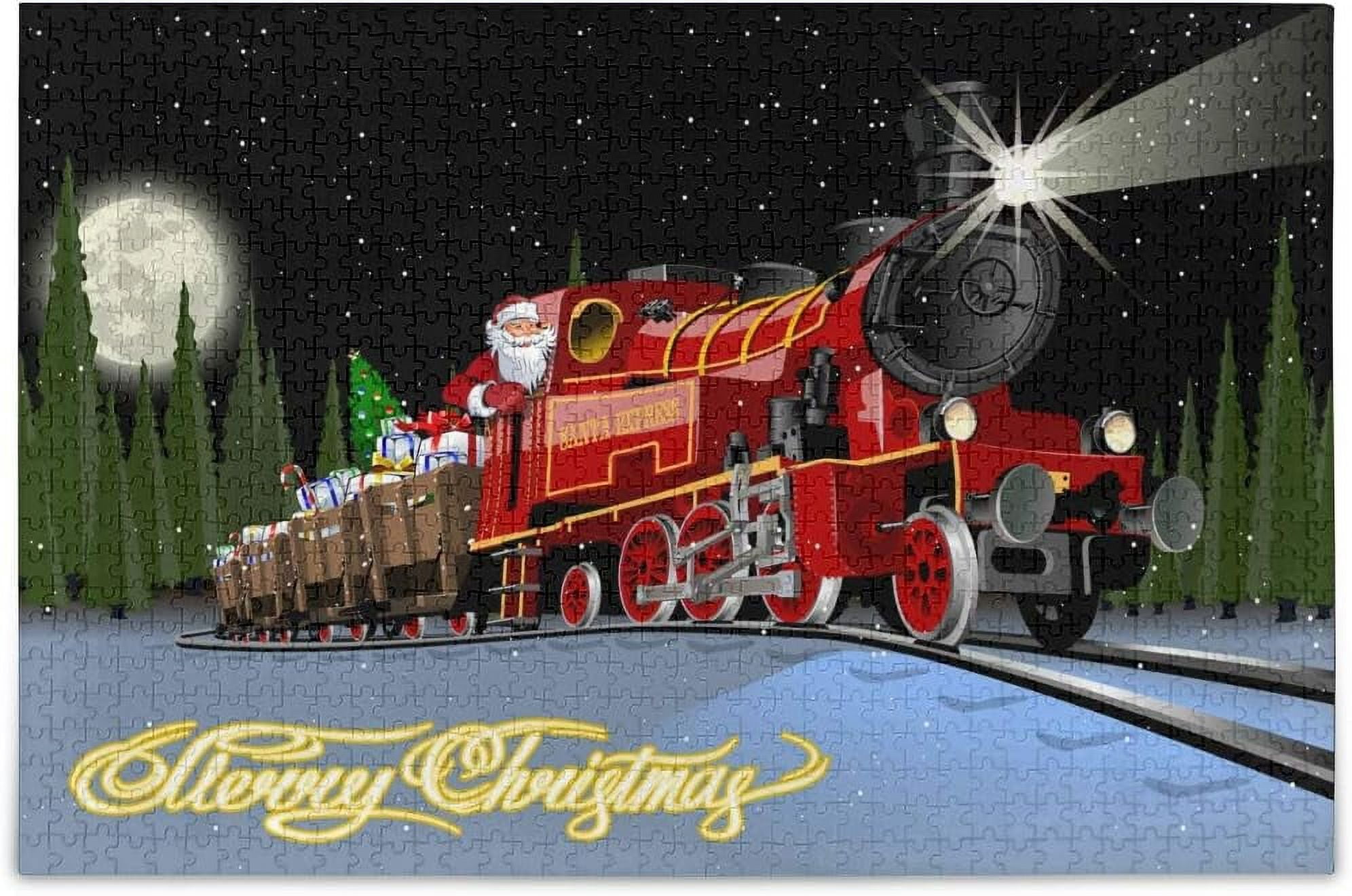 FREEAMG 1000 Piece Jigsaw Puzzle for Adults Kids, Christmas Train ...