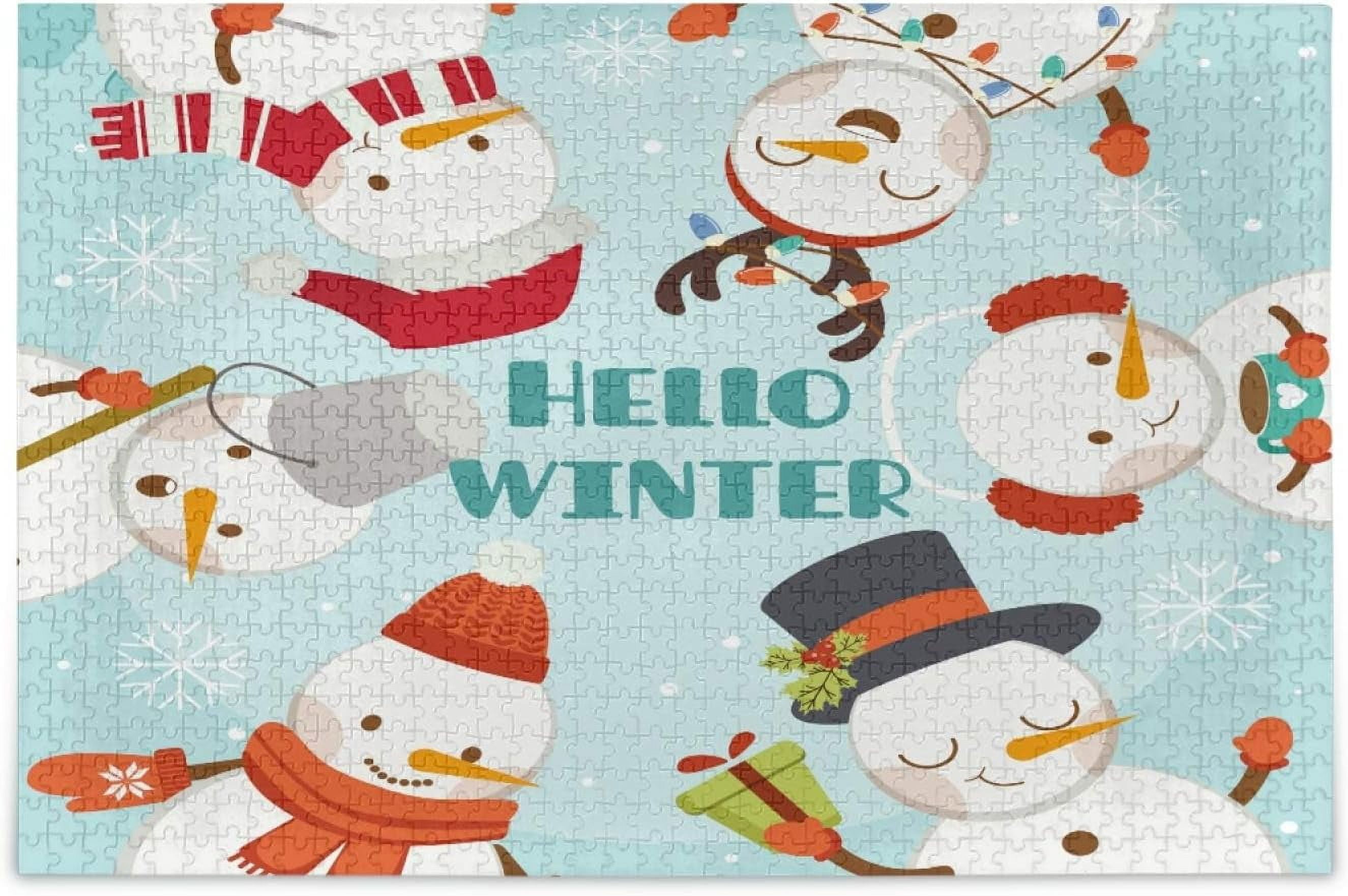 FREEAMG 1000 Piece Jigsaw Puzzle for Adults Kids, Hello Winter Cute ...