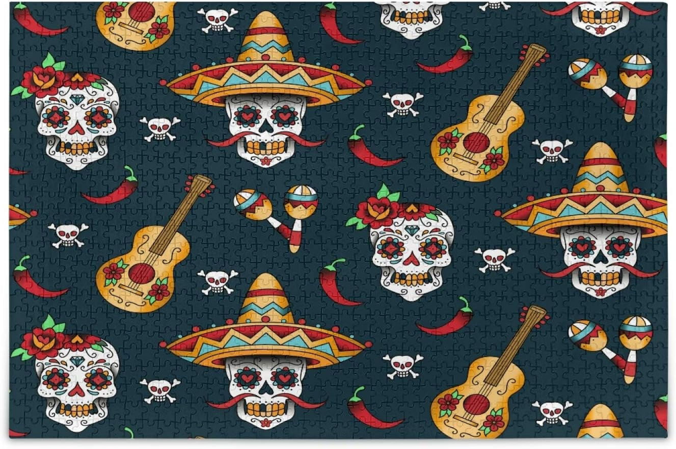 FREEAMG 1000 Piece Jigsaw Puzzle for Adults Kids, Mexican Sugar Skulls ...