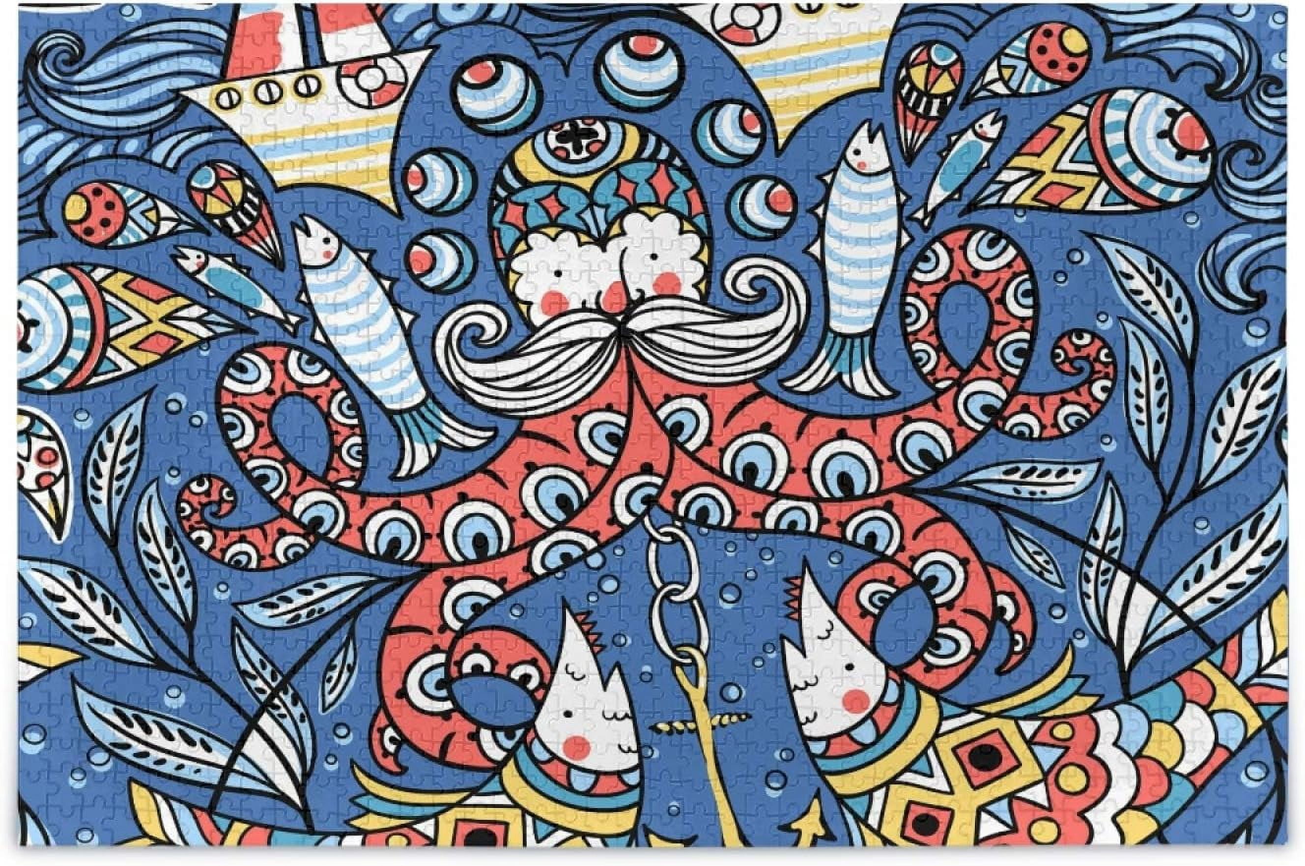 FREEAMG 1000 Piece Jigsaw Puzzle for Adults Kids, Old Octopuses Puzzle ...