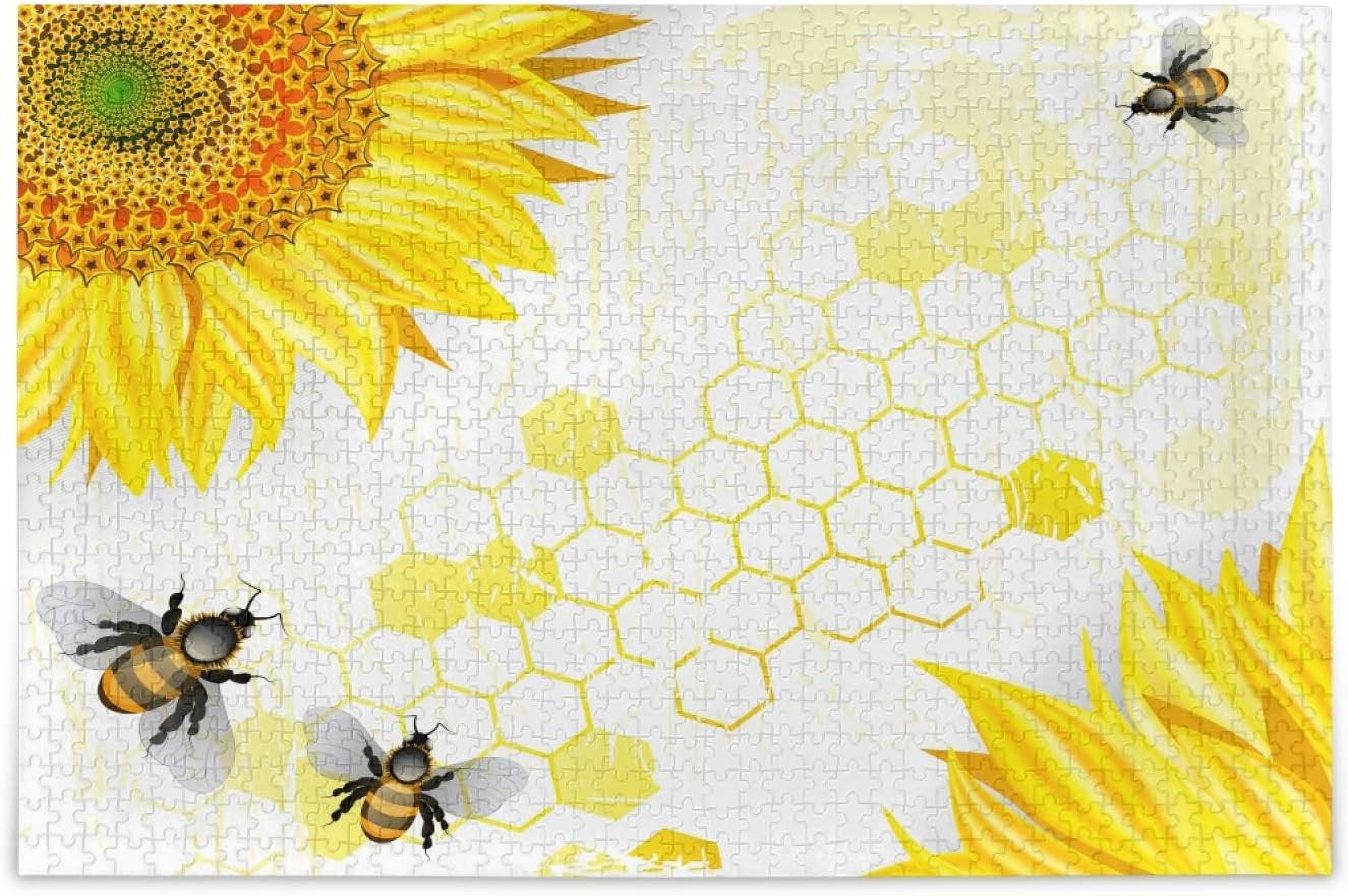 FREEAMG 1000 Piece Jigsaw Puzzle for Adults Kids, Sunflower Honey Bee ...