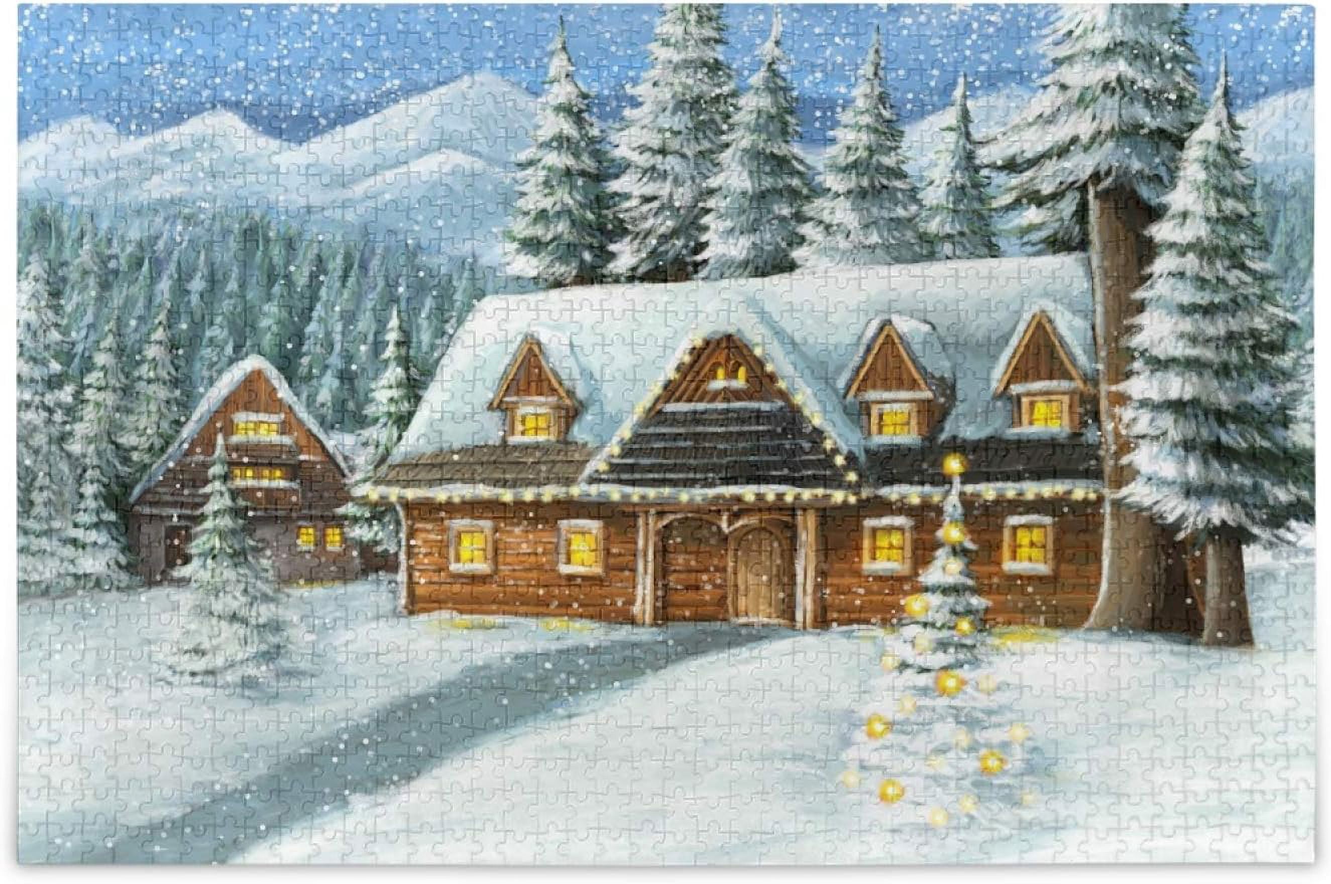 FREEAMG 1000 Piece Jigsaw Puzzle for Adults Kids, Winter Happy Scene ...