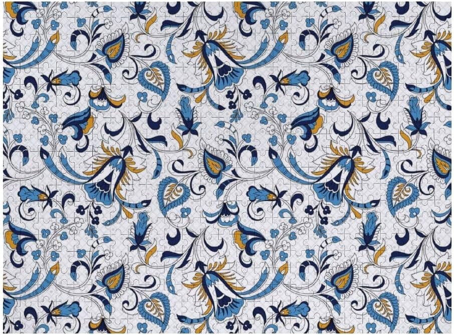 FREEAMG 1000 Piece Jigsaw Puzzle for Kids Adults - Paisley Pattern Blue ...