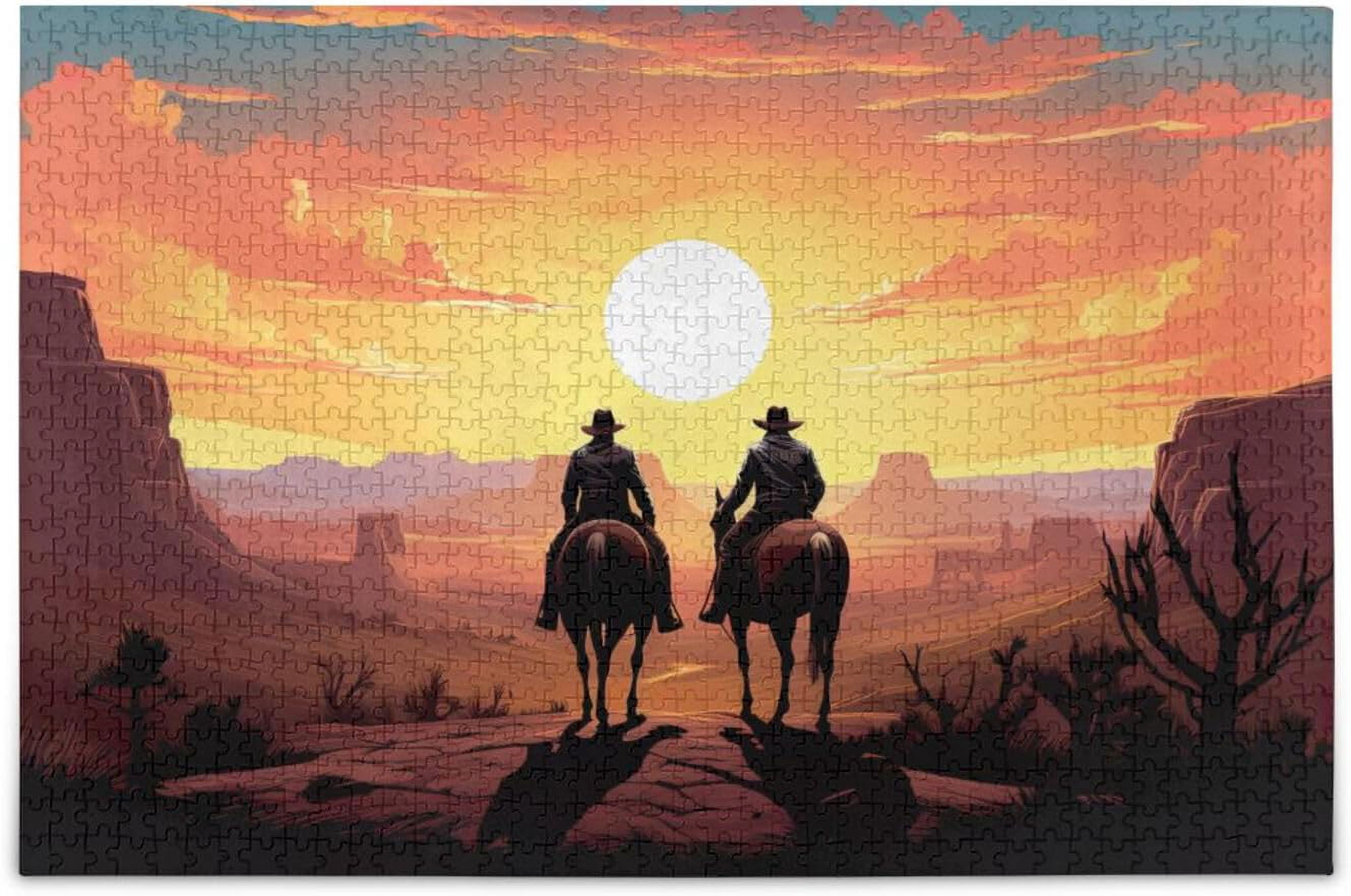 FREEAMG 1000 Pieces American Western Cowboy Jigsaw Puzzle for Adults ...