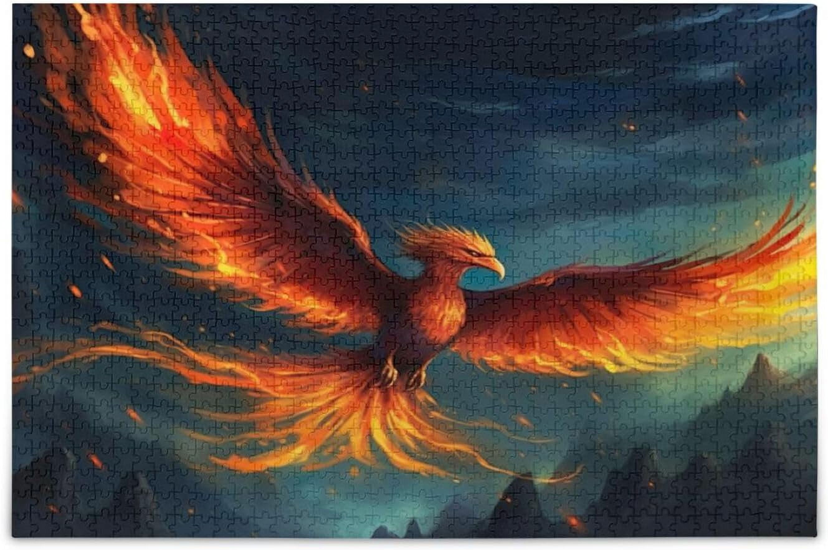 FREEAMG 1000 Pieces Beautiful Fire Phoenix Jigsaw Puzzle for Adults ...