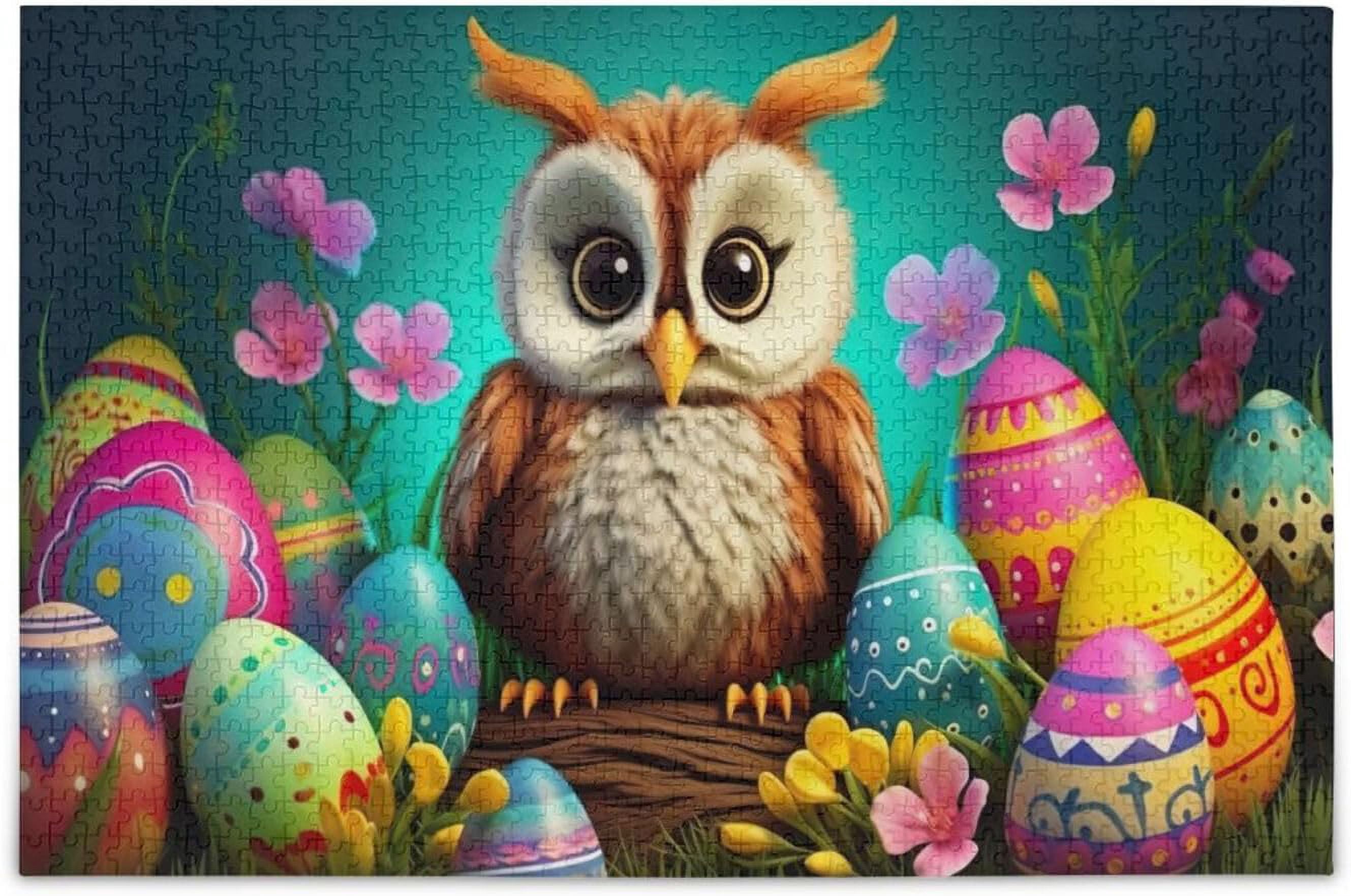 FREEAMG 1000 Pieces Owls and Easter Eggs Jigsaw Puzzle for Adults Teens ...