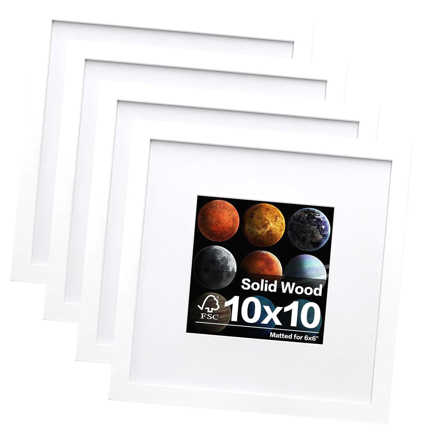 FREEAMG 10x10 White Picture Frame, Solid Wood with HD Plexiglass, Fits ...