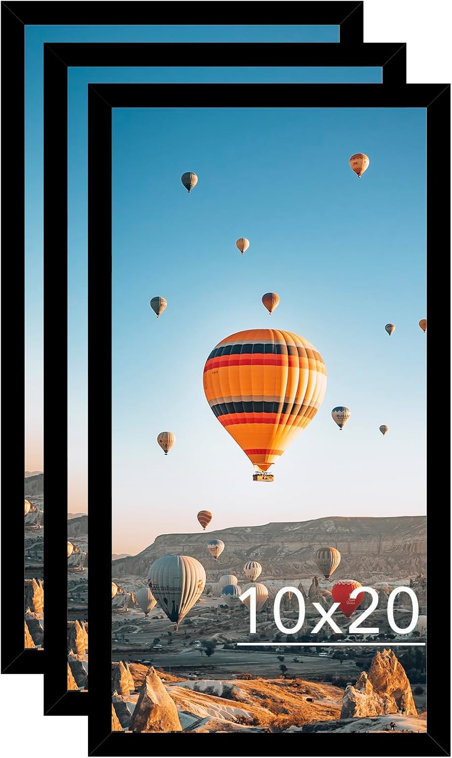 FREEAMG 10x20 Picture Frame Set of 3 Black for Wall Hanging, Wall ...