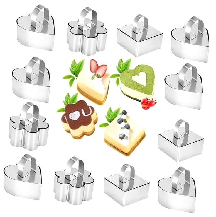 FREEAMG 12-Piece Baking Molds Set, Stainless Steel for Cakes, Mousse ...