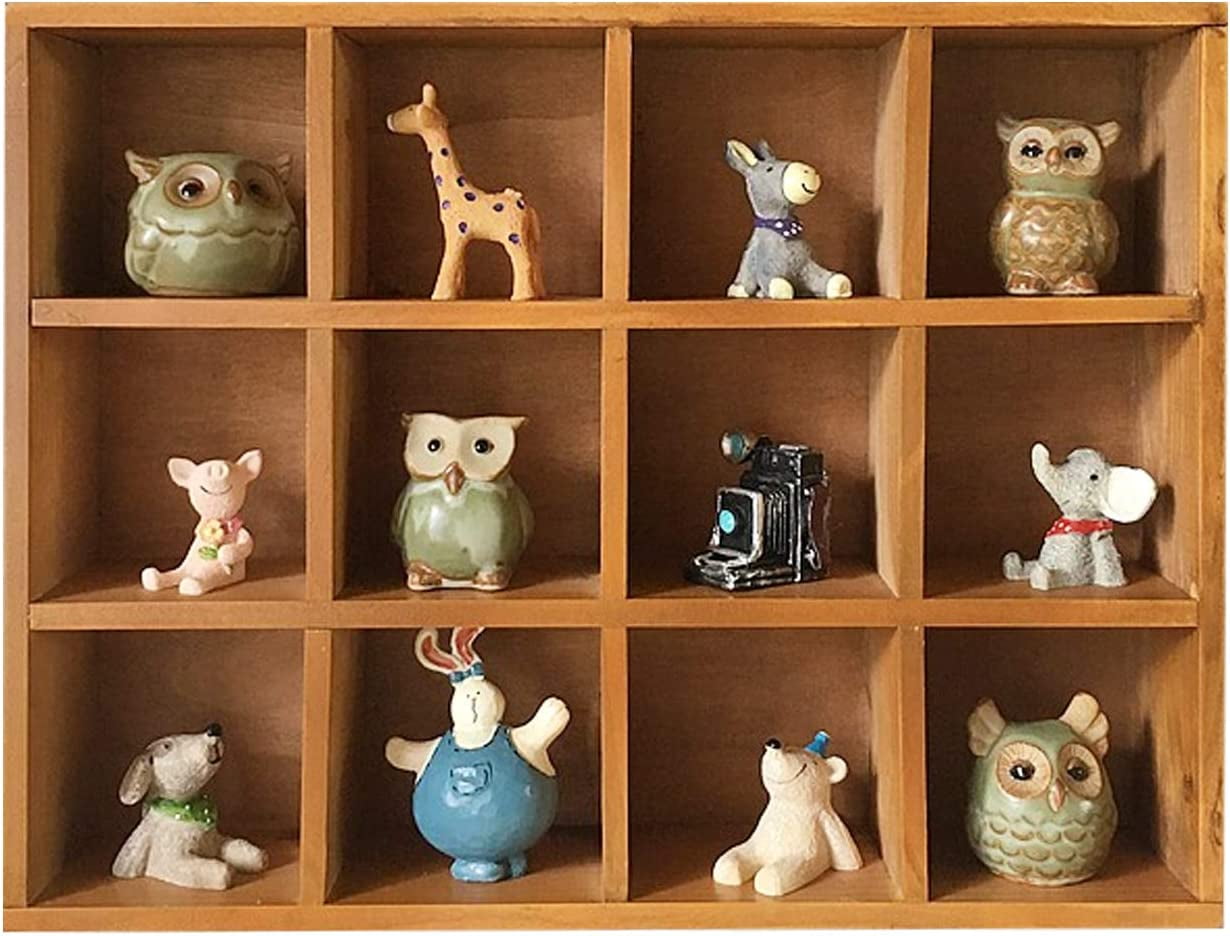 FREEAMG 12-Slot Wood Display Cabinet - Square Cubby Shelf Organizer ...