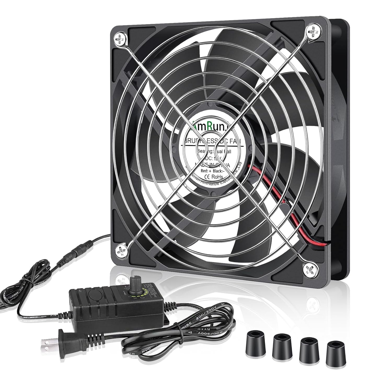 FREEAMG 120mm Computer Fan with AC Plug, Powered Fan with Speed ...