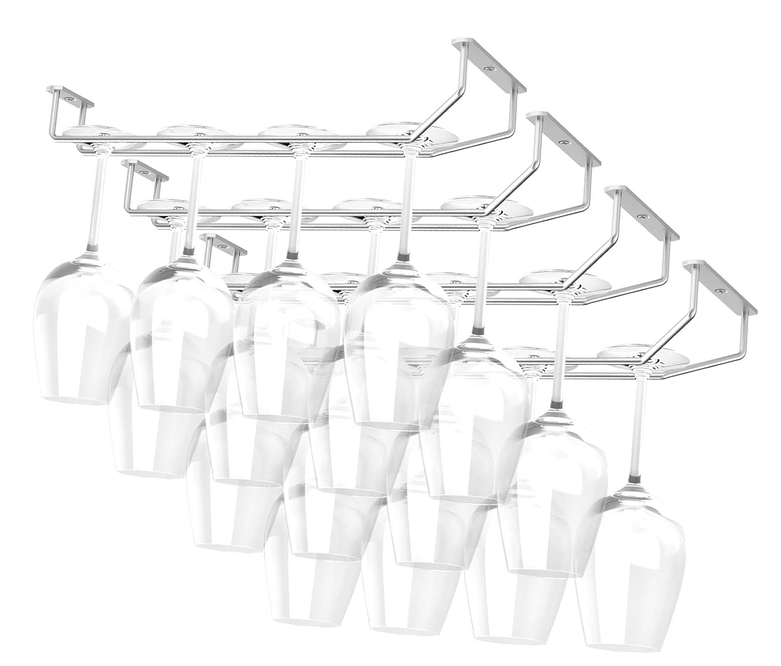 FREEAMG 14-Inch Under Cabinet Glass Rack - Single Rail Metal Stemware ...