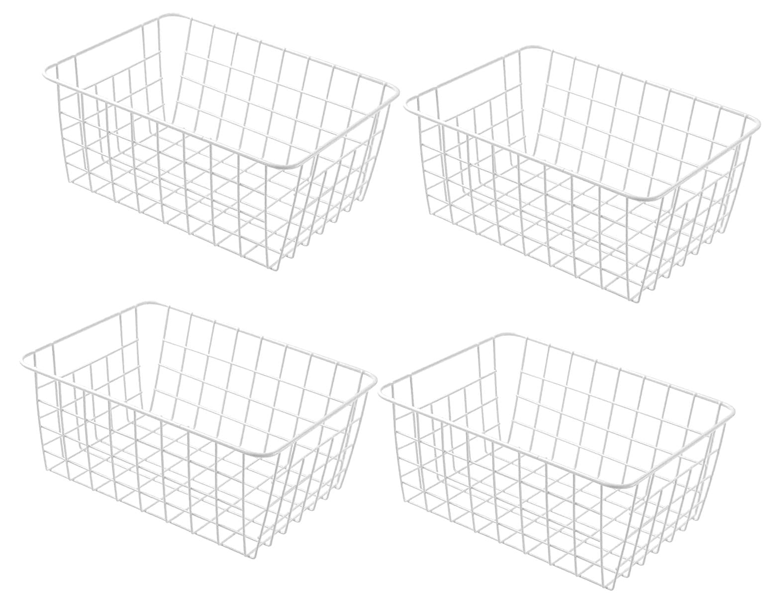 FREEAMG 14" Upright Freezer Storage Baskets, Black Wire Storage Bins ...