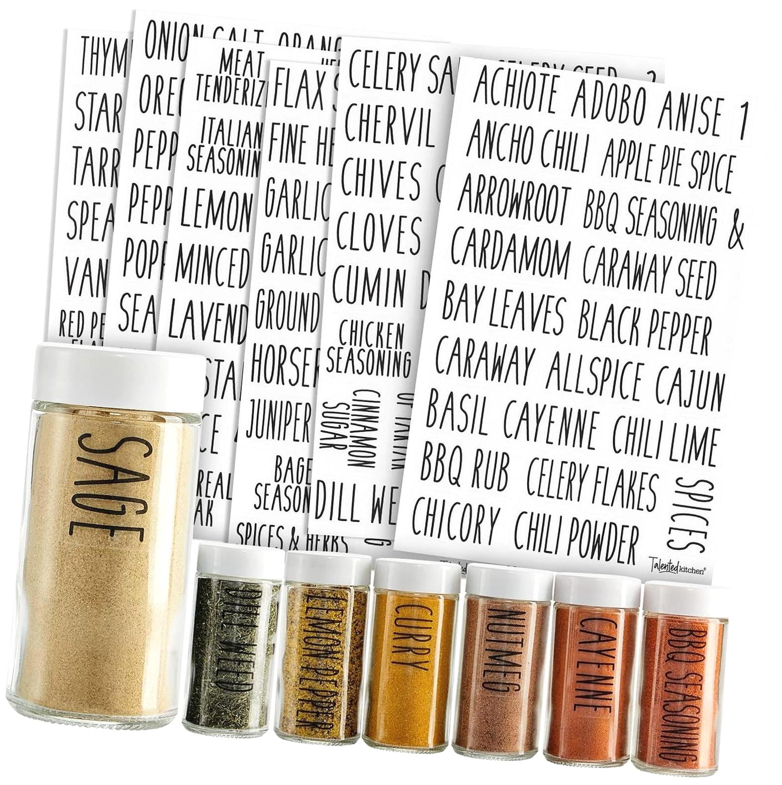 FREEAMG 145 Preprinted Spice Labels for Food Containers - Clear Spice ...