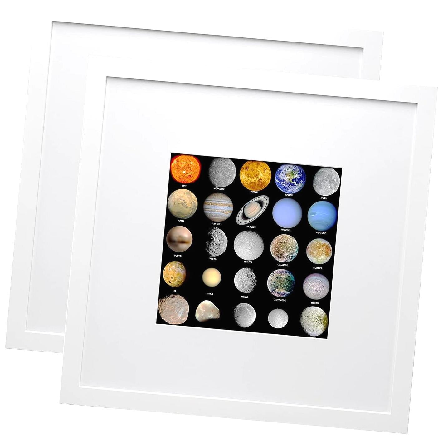 FREEAMG 14x14 White Photo Frame Set of 2, Matted for 8x8 or 14x14 ...