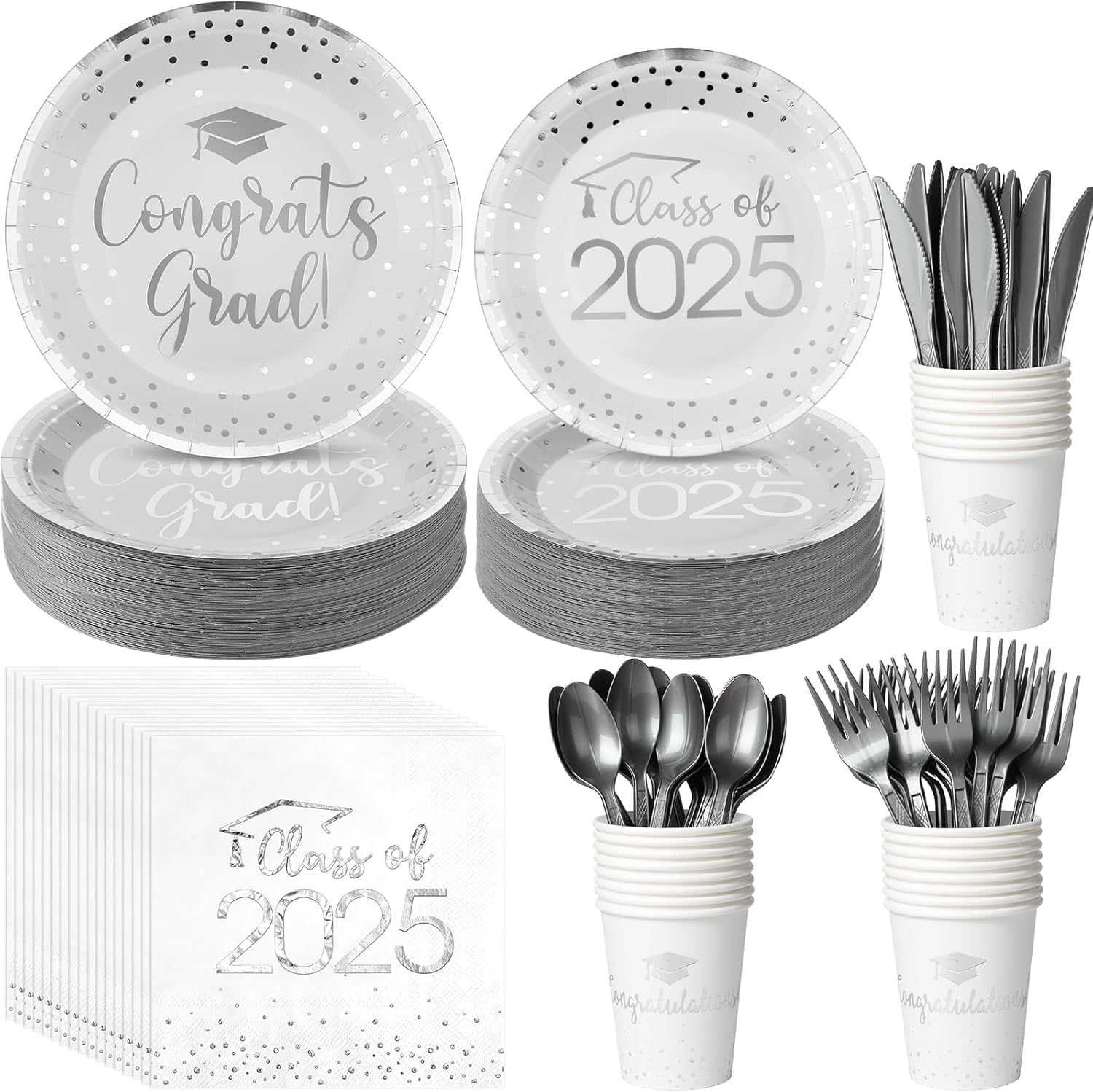FREEAMG 175pcs Class of 2025 Graduation Plates and Napkins Set ...