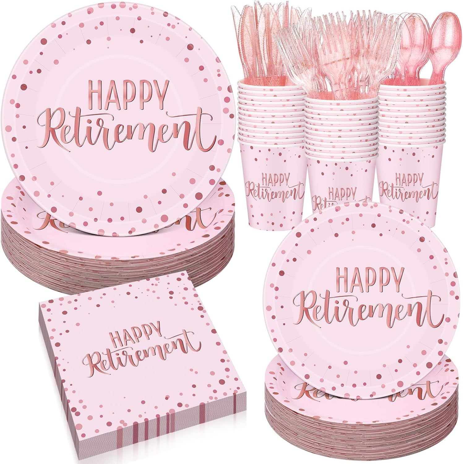 FREEAMG 192 Pcs Retirement Party Decorations Happy Retirement Paper ...