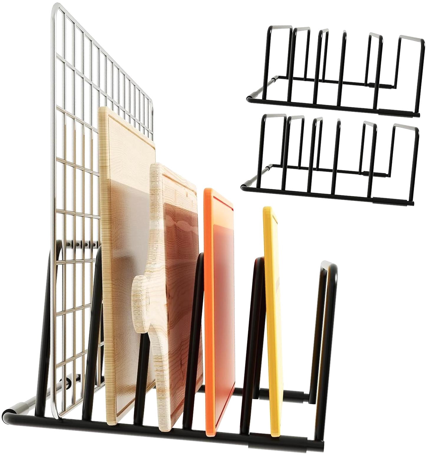 FREEAMG 2-Pack Black Metal Bakeware Organizer for Cabinets, Designed ...