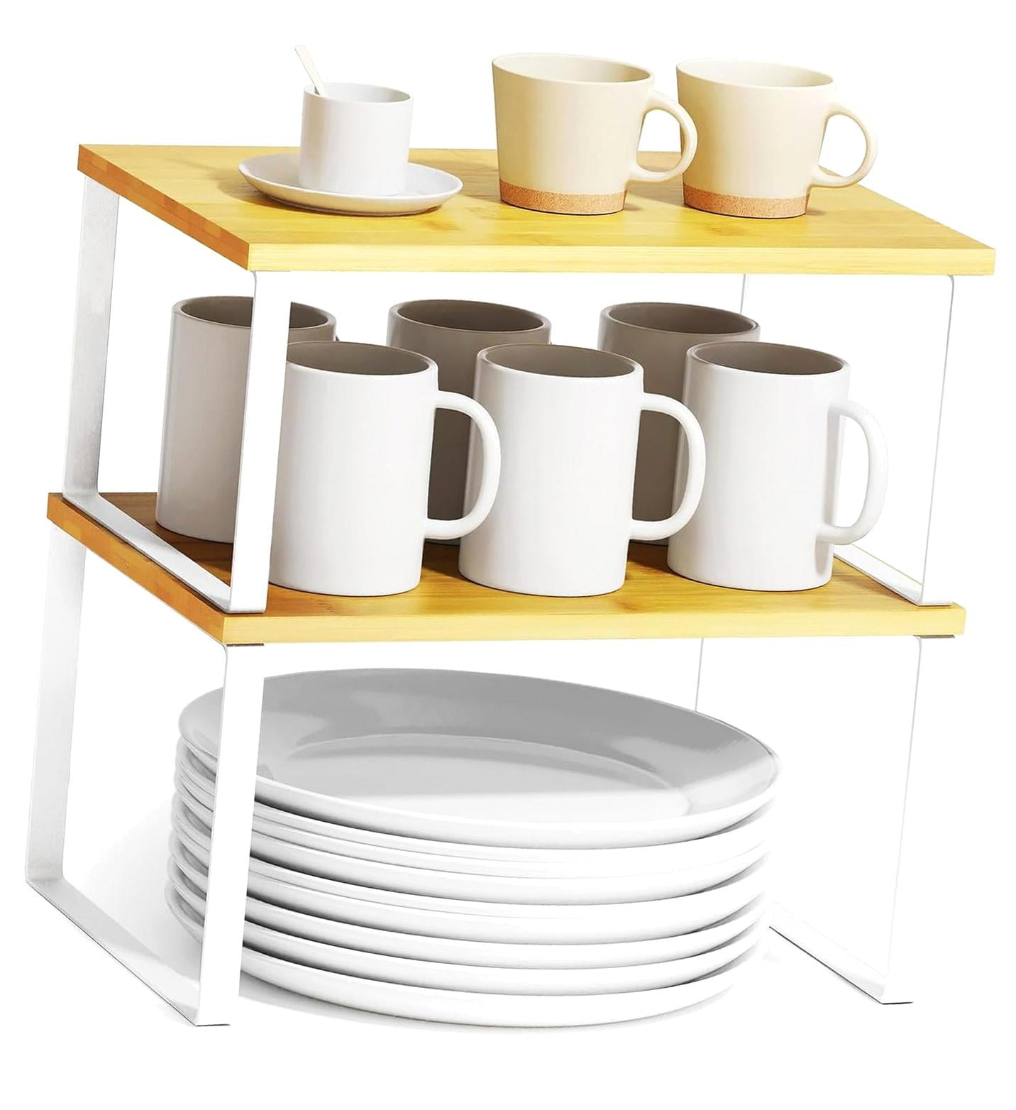 FREEAMG 2-Pack Cabinet Shelf Organizers, Adjustable Kitchen Shelf ...
