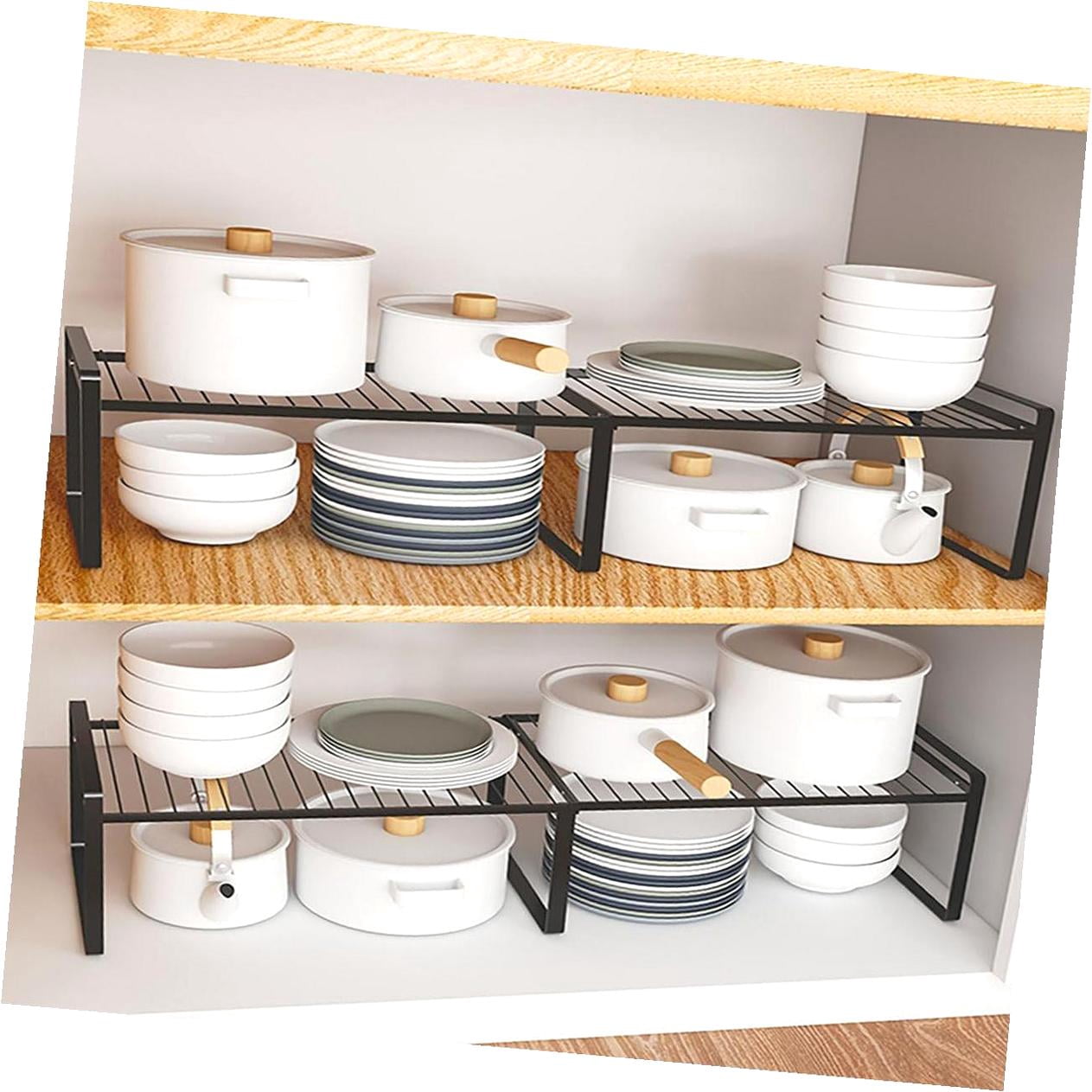 FREEAMG 2-Pack Expandable Cabinet Shelf, Stackable Organizer for Pantry ...