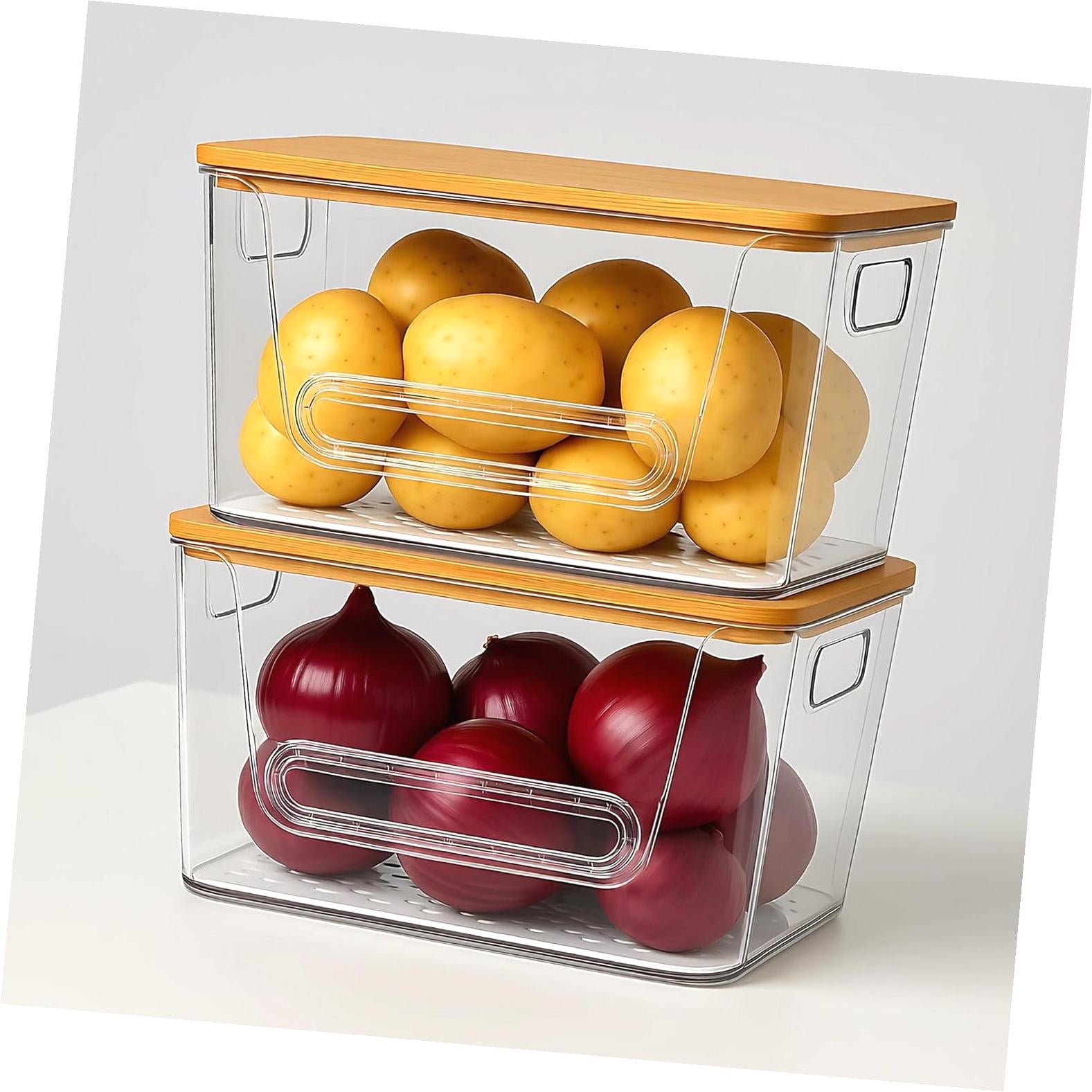 FREEAMG 2-Pack Stackable Potato and Onion Storage Bins with Ventilated ...