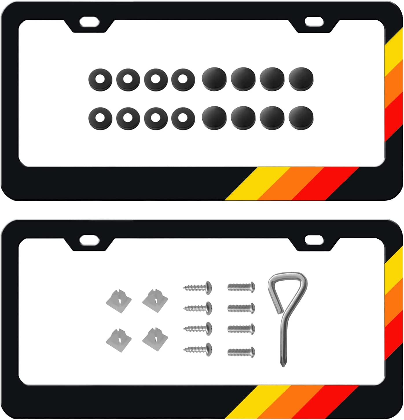 FREEAMG 2 Pack Tri-Color Sport License Plate Frame, Aluminum Alloy 3 ...