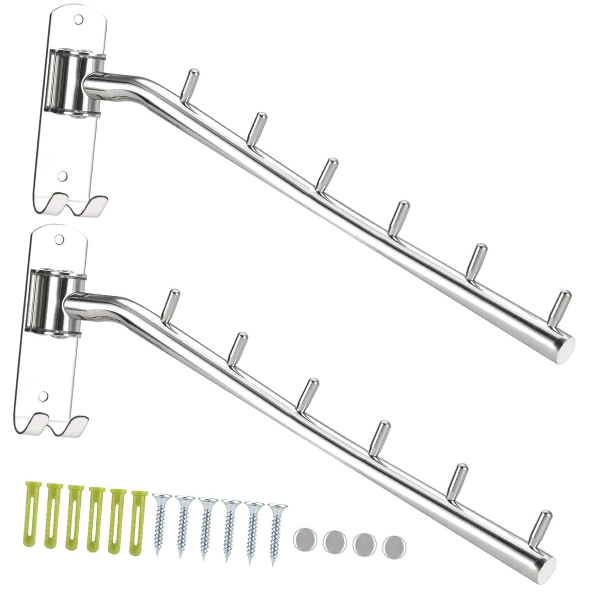 FREEAMG 2-Pack Wall Mounted Folding Clothes Hanger Rack, Stainless ...