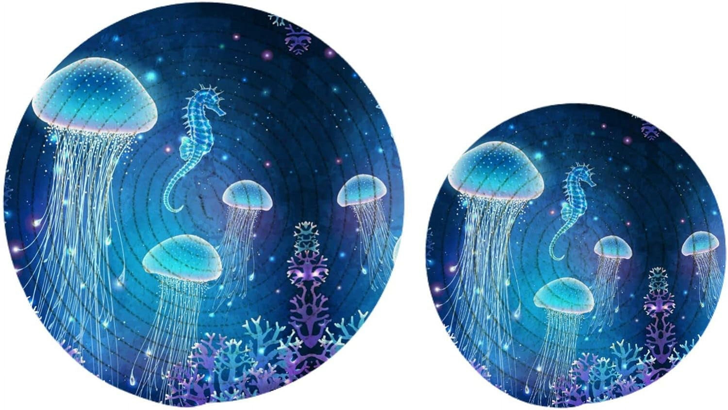 FREEAMG 2 Pcs Magic Glowing Jellyfish Underwater Round Cotton Woven Pot ...