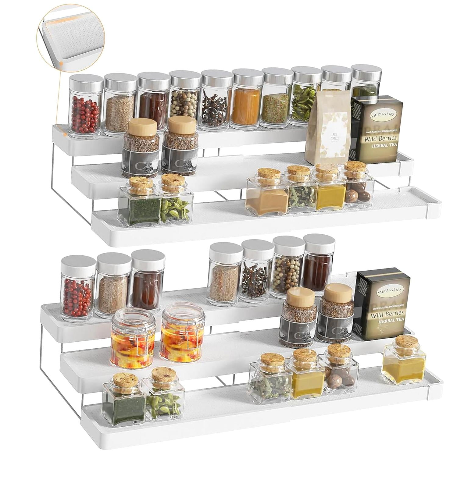 FREEAMG 2-Piece Expandable Spice Rack Organizer for Cabinet - 3 ...