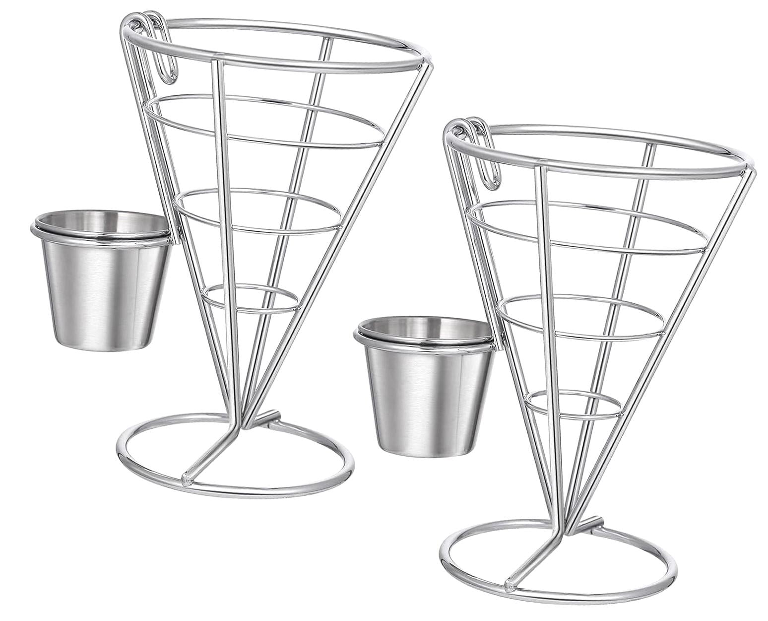 FREEAMG 2-Piece French Fry Stands Set, Classic Fry Cone with Dipping ...