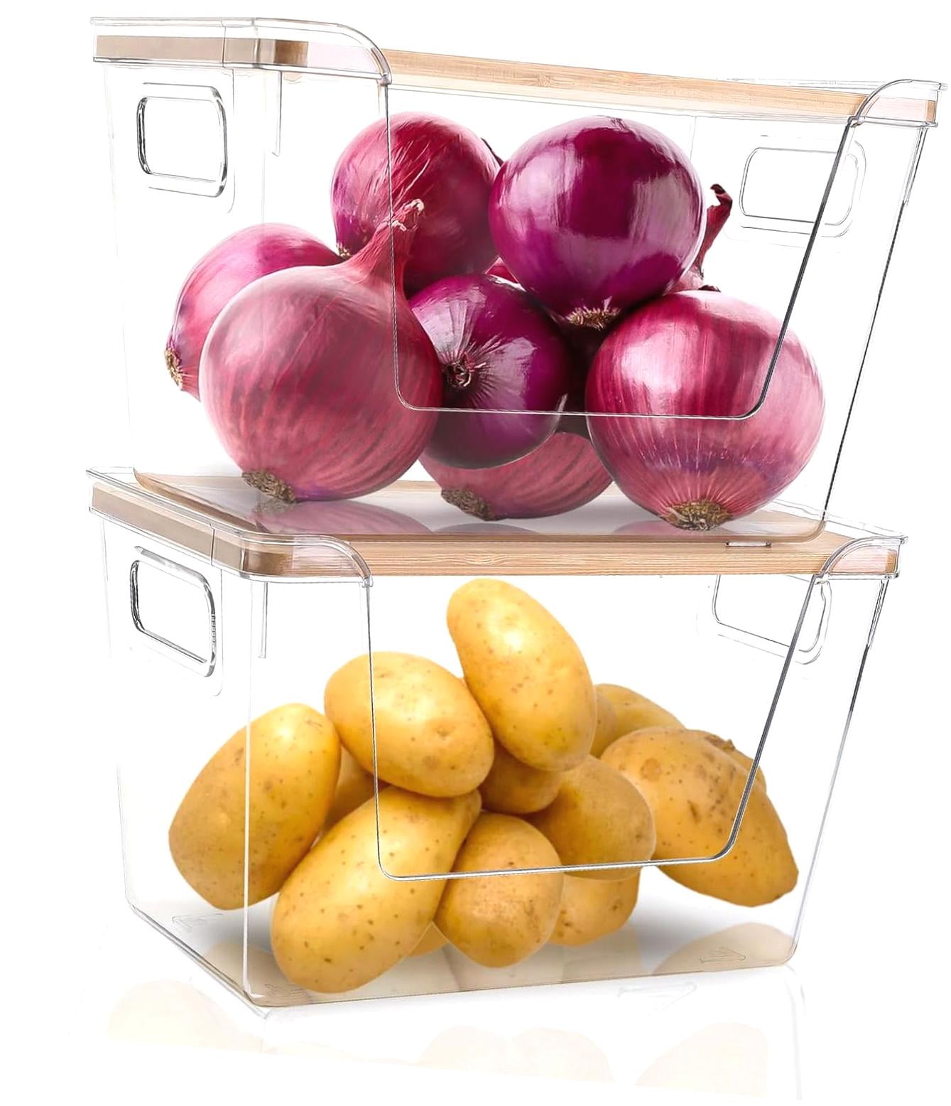 FREEAMG 2-Piece Pantry Organization Set - Stackable Storage Bins for ...