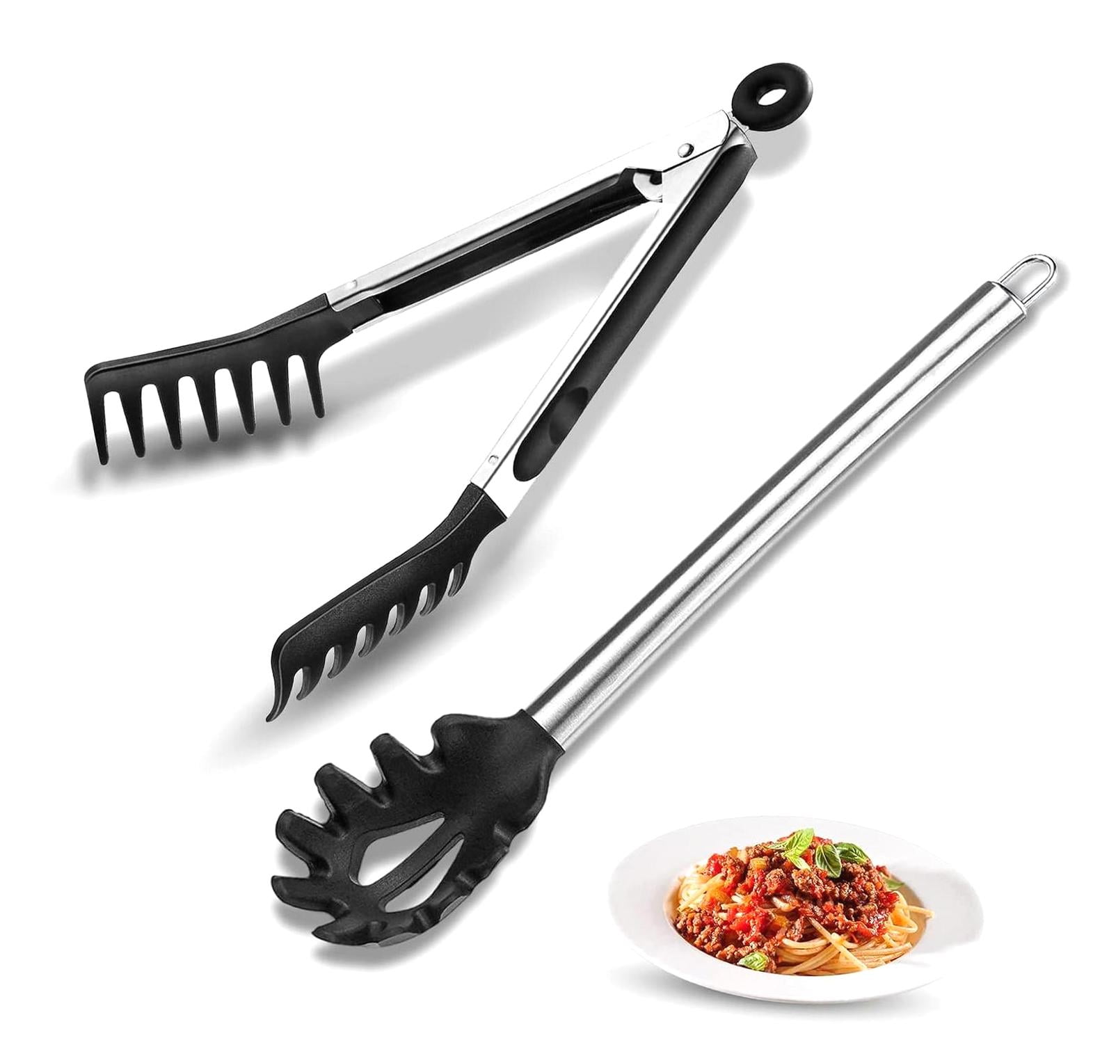 FREEAMG 2-Piece Spaghetti Spoon and Pasta Tongs Set, Non-Stick 13-Inch ...