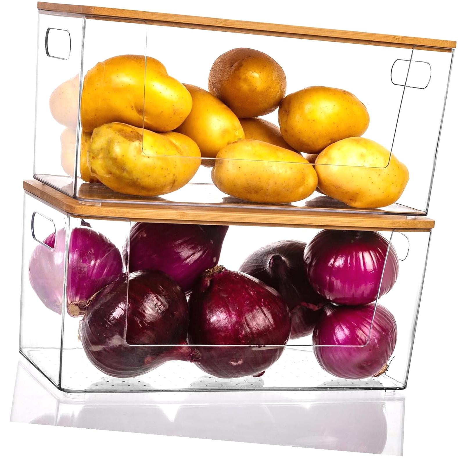 FREEAMG 2-Piece Stackable Pantry Storage Baskets, Ideal for Organizing ...