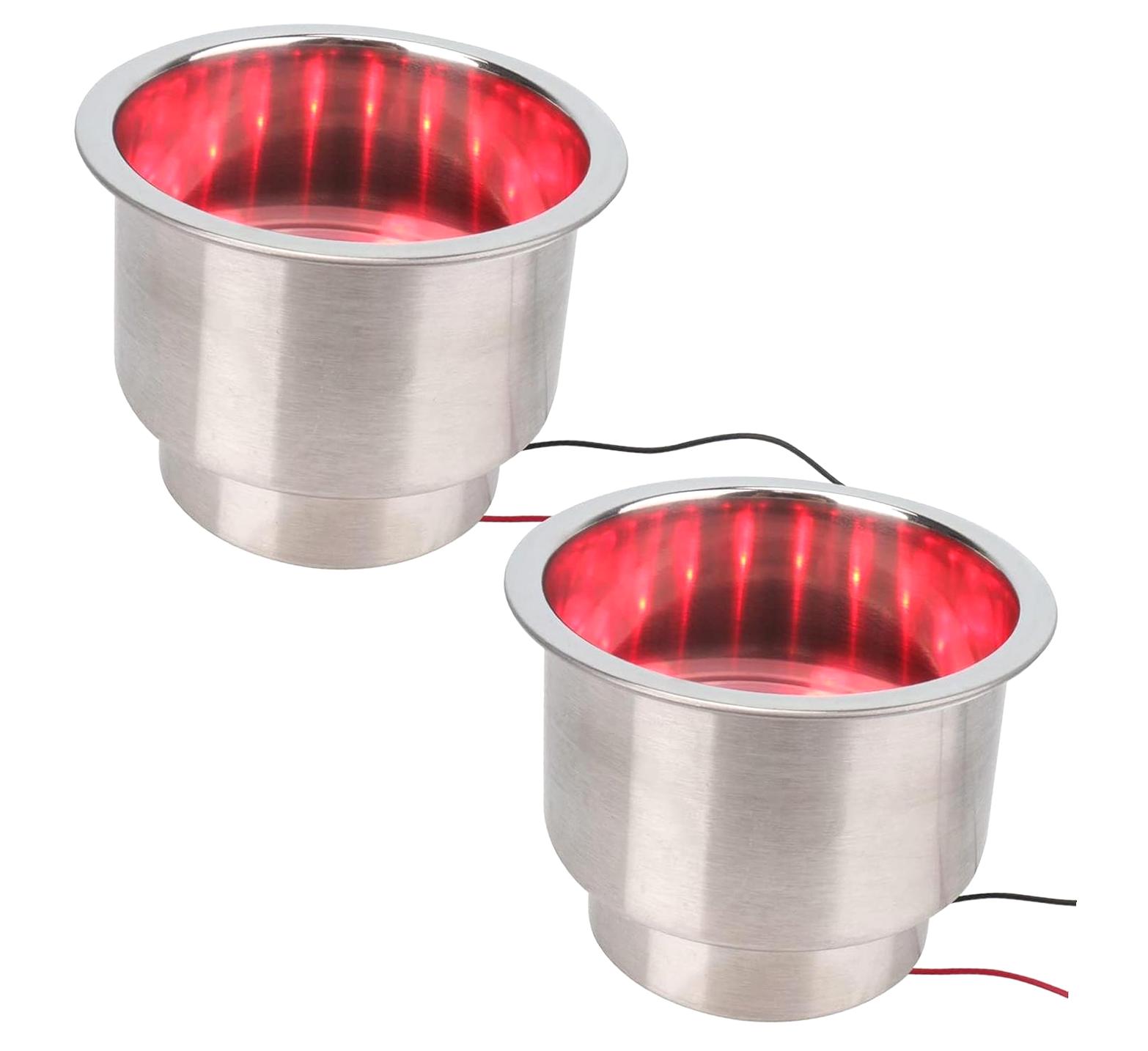 FREEAMG 2-Piece Stainless Steel Red Cup Holder with Drain for Marine ...