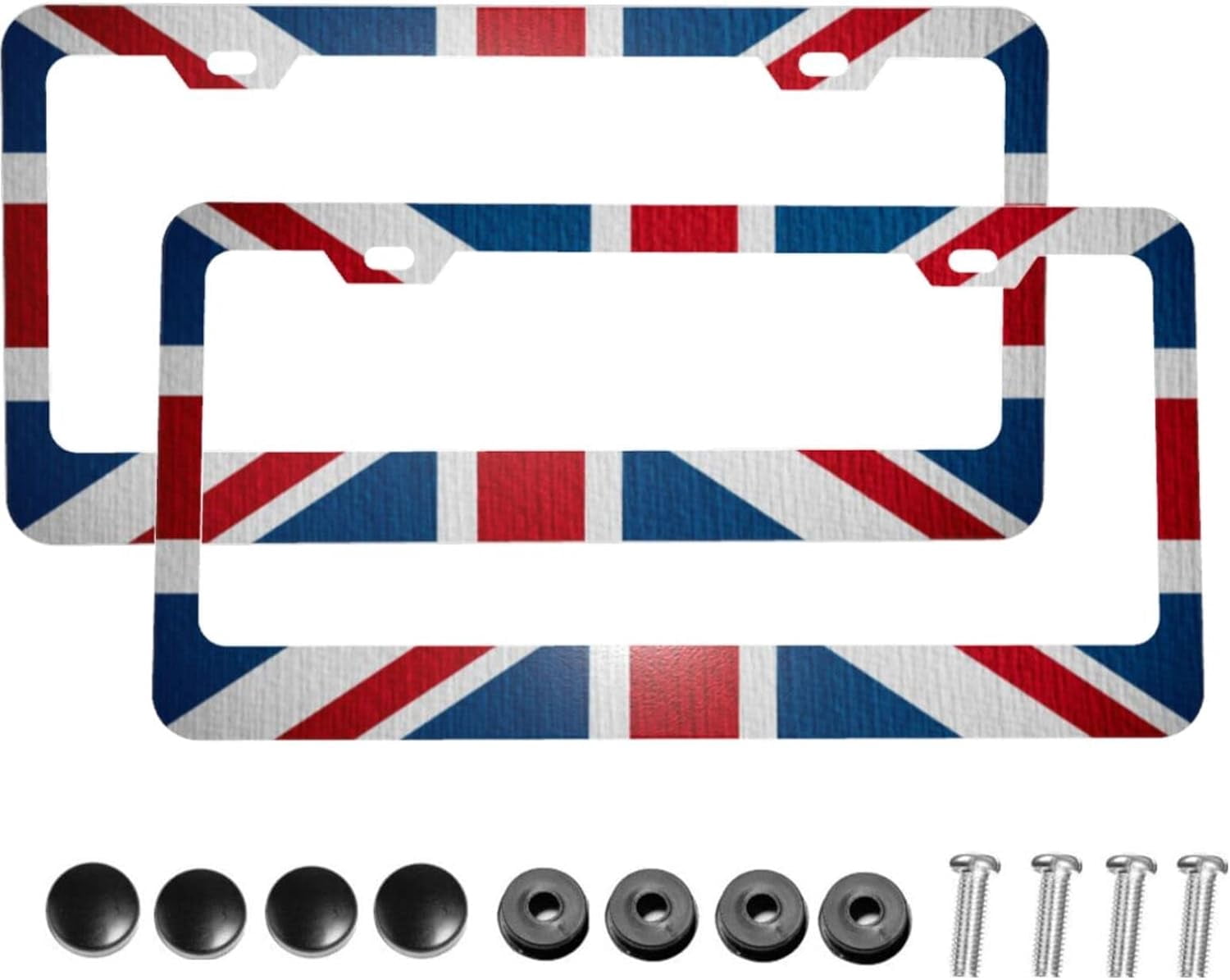 FREEAMG 2 Pieces British Flag Aluminum Metal License Plate Frame with ...