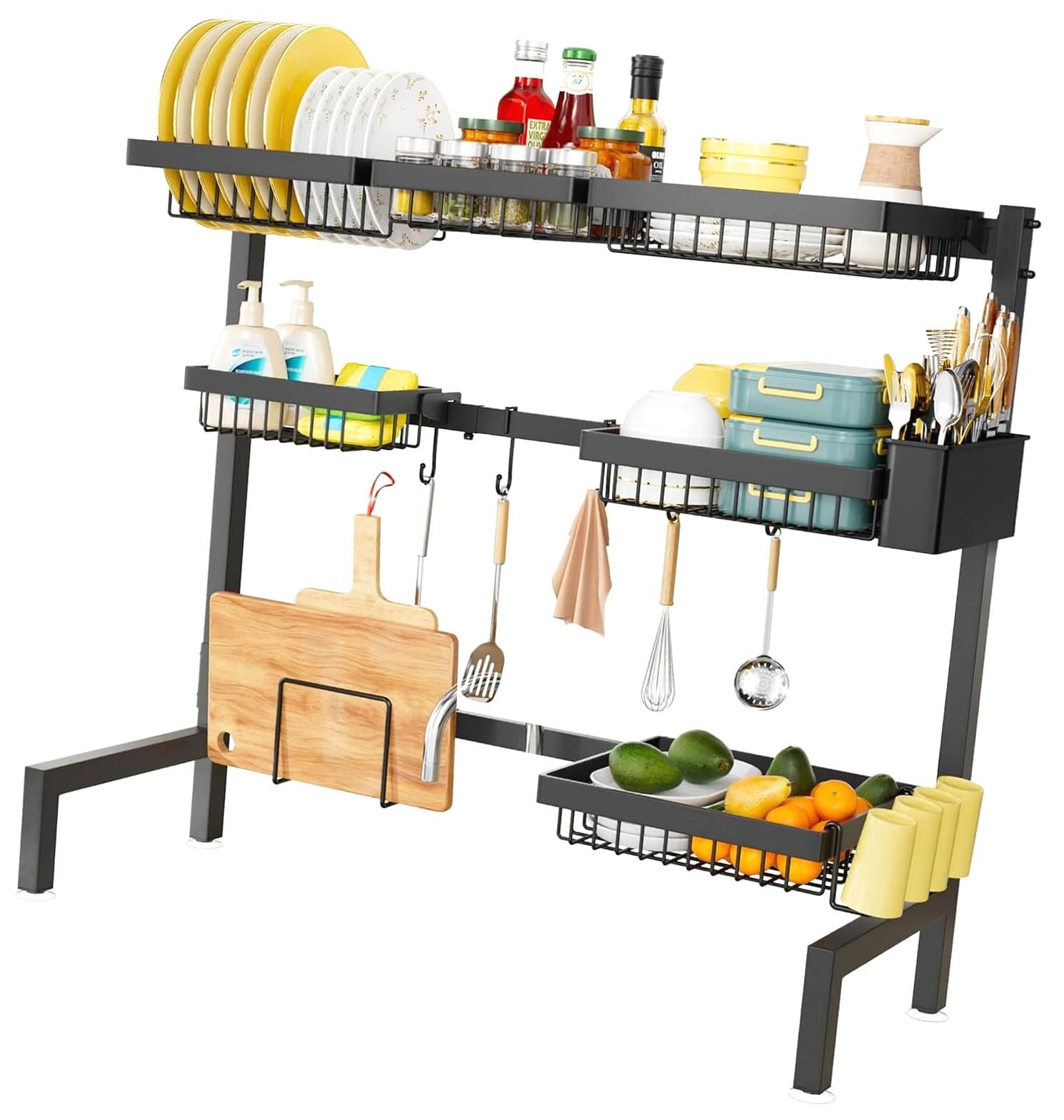 FREEAMG 2-Tier 4-Basket (Includes an Extra Basket) Over-The-Sink Dish ...