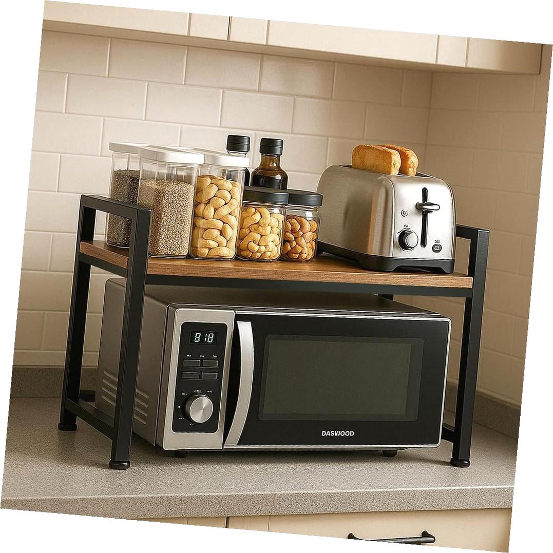 FREEAMG 2-Tier Microwave Stand, Carbon Steel Kitchen Shelf Countertop ...