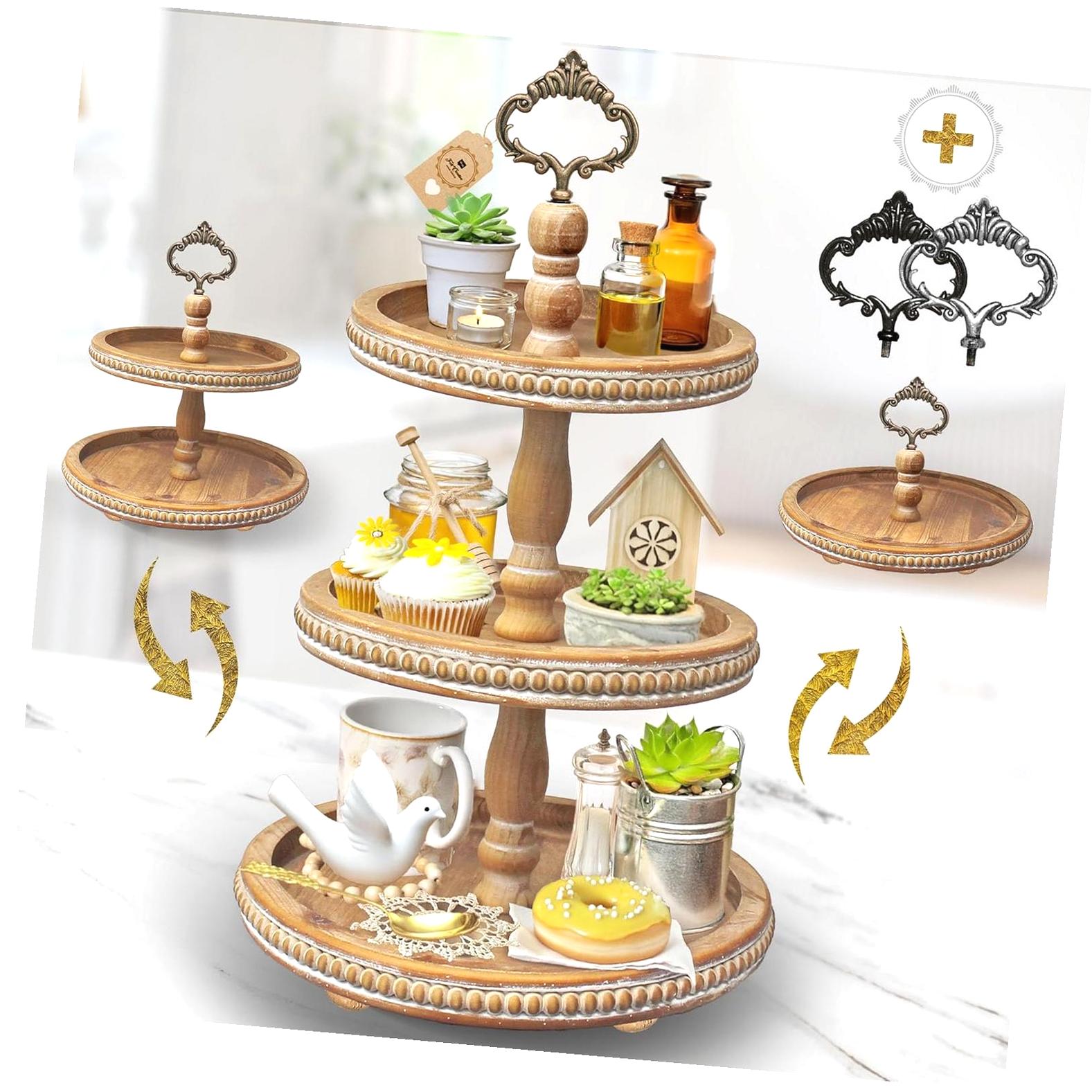 FREEAMG 2 Tiered Tray Wooden Serving Stand by . Small Shabby Chic ...